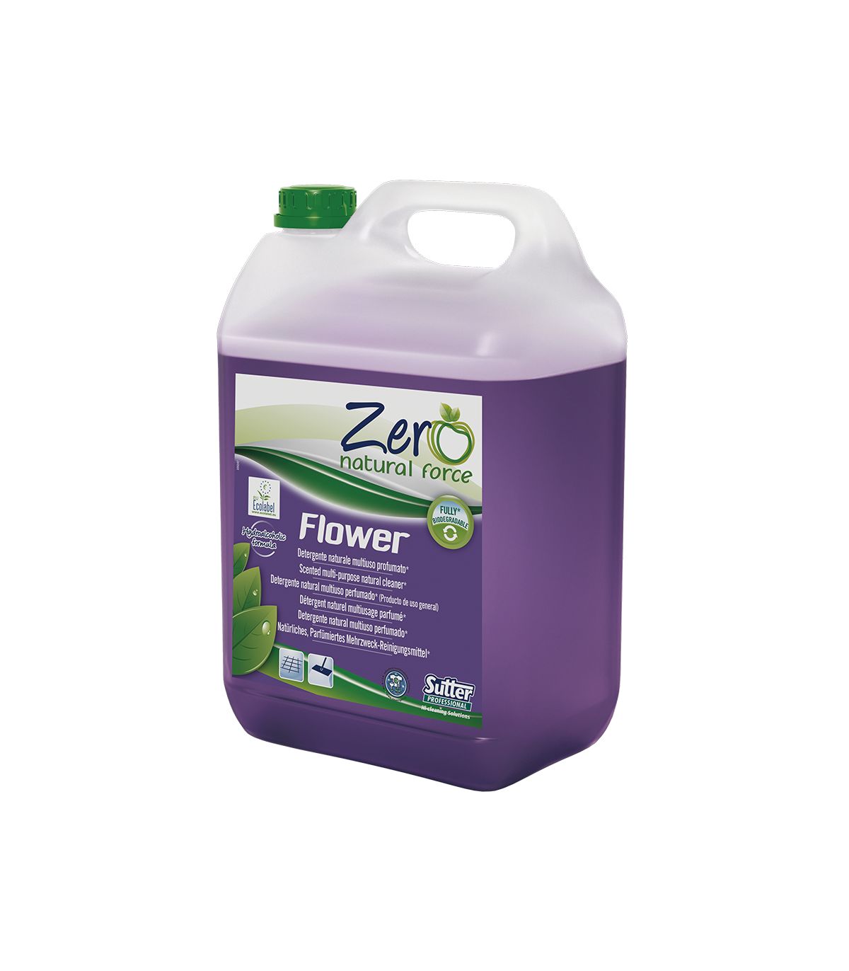Détergent écolabel parfumé hydroalcoolique flower 5L Sutter zero